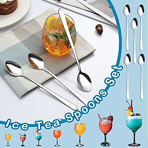 Pleafind 12-PCS Long Spoon (7.9 inch), Long Handle Iced Tea Spoons, Coffee Spoon, Ice Cream Spoon, Stainless Steel Stirring Spoon, Long Spoons for Shakes Cocktail Stirring Coffee Cold Drink