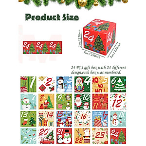 FUCNEN Christmas Advent Calendar Boxes Small 24 Days Christmas Countdown Calendar Cardboard Gift Boxes for Holiday Treats, Advent, Scavenger Hunt, DIY Candy Box for Boys, Girls, Kids and Family