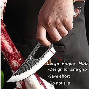 Kitory Meat Cleaver 6 inch,Viking Knife Forged Boning Knife Butcher Fishing Filet & Bait Knife, Full Tang Hammered HC Stainless Blade Walnut Wood Handle Kitchen Knife for Home, BBQ, Camping, Deboning