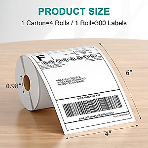 Tordorday Bluetooth Thermal Label Printer, 4 Rolls Thermal Labels with Bluetooth Shipping Label Printer for Shipping Packages