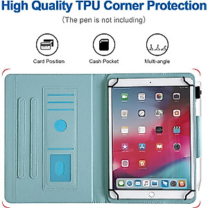 JZCreater 10 Inch Tablet Case, Universal 10 10.1 Inch Android Tablet Cover, Multi-Angle Viewing Stand Case for 9.5-10.5 Inch Tablet, Green Marble