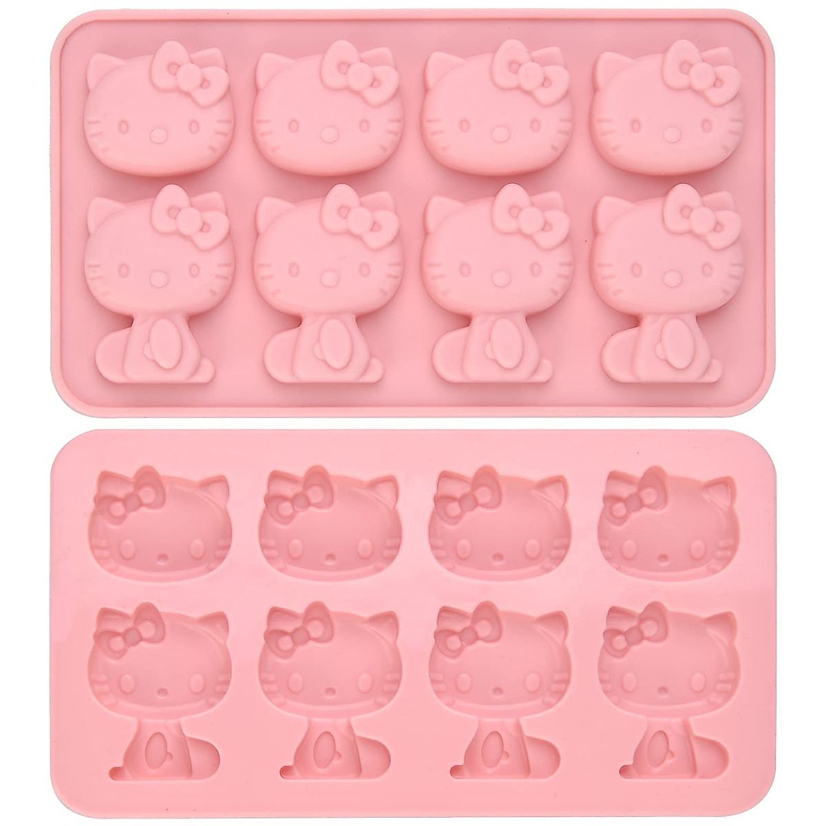 Hello Kitty Silicone molds,Small ice mold,Chocolate tray for Sugarcraft, Birthday Cake Decoration, Gum paste Icing, Candy Chocolate Cupcake Topper Decorating and DIY Baking Tools 8 Cups 2 pack