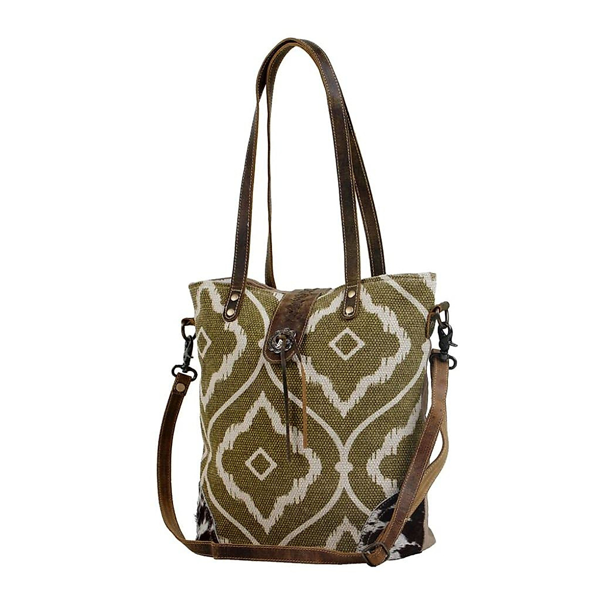 Myra Bag Aesthetic Shoulder Bag Upcycled Cotton & Leather S-2809