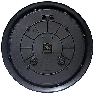 Infinity Instruments 24 inch Classic Humidity Round Wall Outdoor Indoor Thermometer Clock Hygrometer | for Patio, Pool, Garage, Large, Black/White