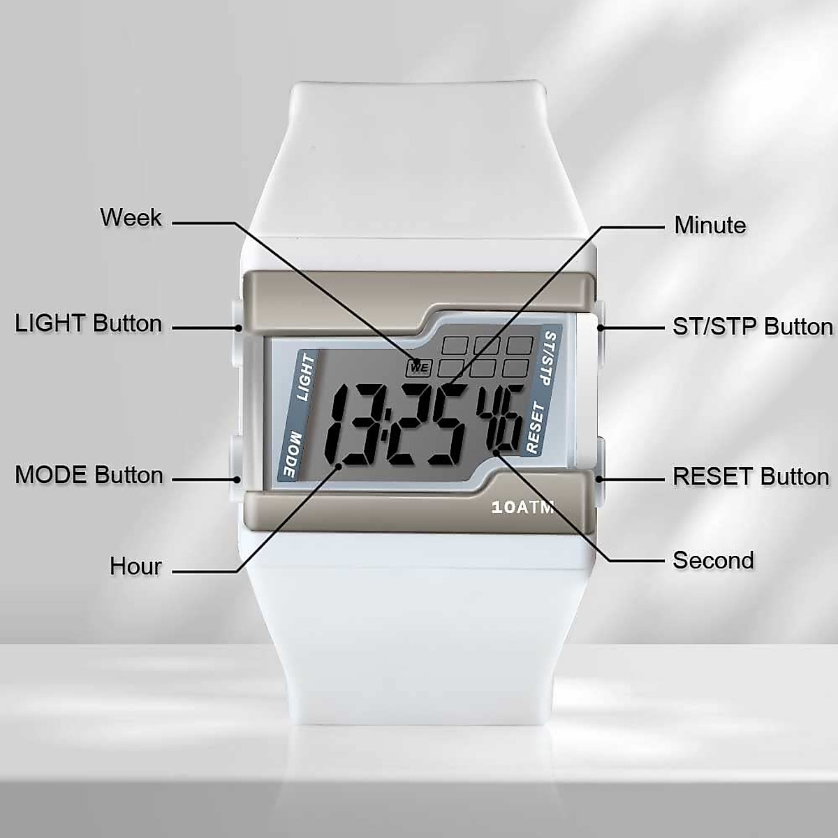 ILAME Digital Swimming Diving Wristwatch 10 ATM Waterproof with Multiple Functions of Lap Stopwatch, Alarm Clock, Calendar and Backlight