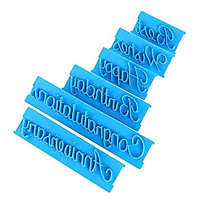 Cake Embosser, 3 Set Blue Handwriting Letter Cake Embosser Cookie Stamp Impress DIY Plastic Molds Cake Decorating Printing Mold