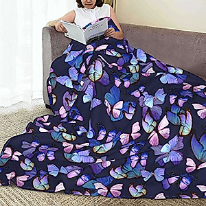 Nmbvcxz Butterfly Throw Blanket Cozy Flannel Fleece Blanket Air Conditioning Blanket for Living Rooms Sofa 50"x40"