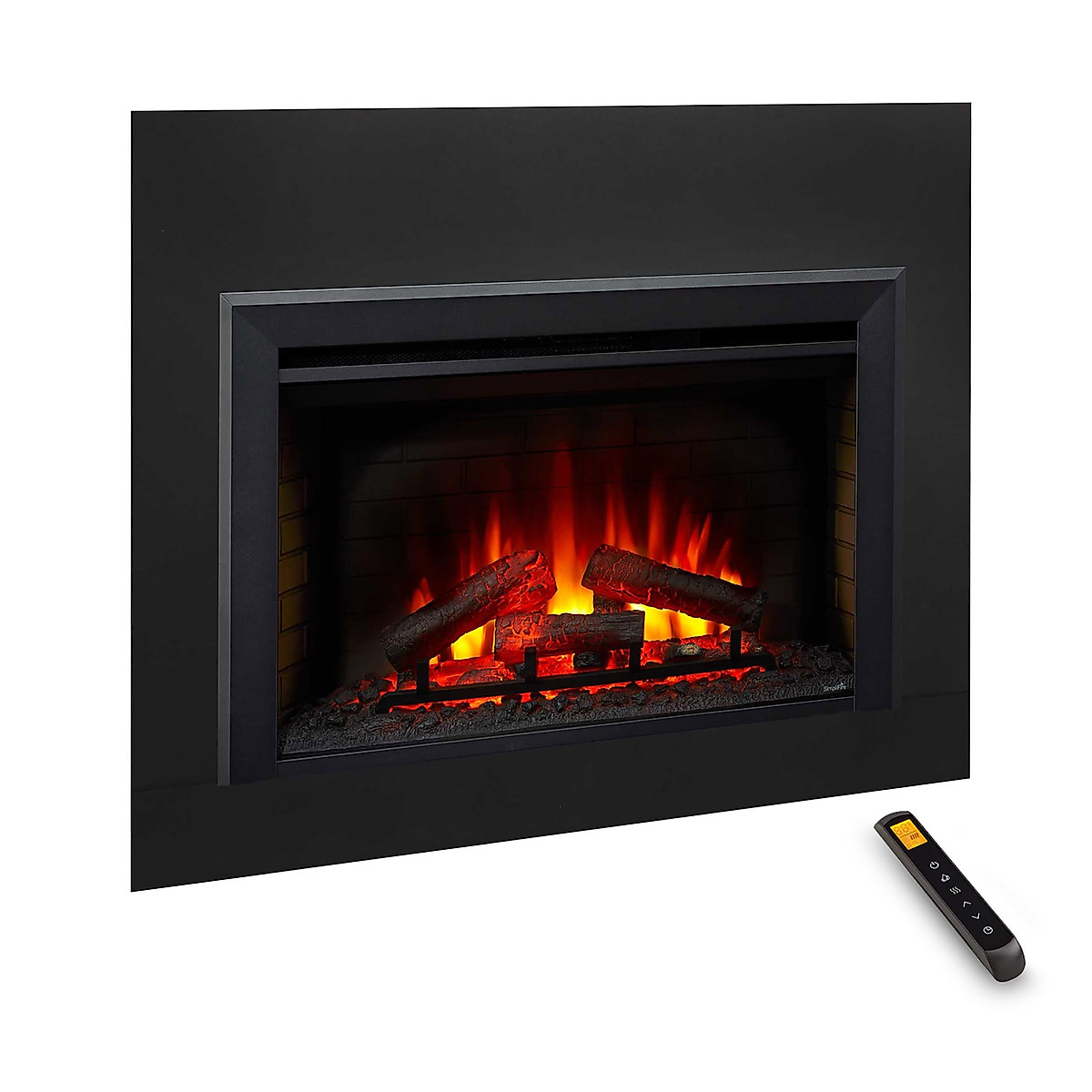 SimpliFire Electric Fireplace Insert, 35-Inch, Contemporary Front, Large Surround, Installs Into a Wood Fireplace Opening, Textured Logs, Multi-Function Remote with Timer, 1500W Heater