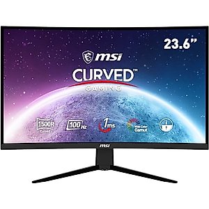 MSI G245CV, 24" Curved Gaming Monitor, 1920 x 1080 (FHD), VA, 1 ms, 100 Hz, FreeSync Premium, HDMI, DP Port, Tilt