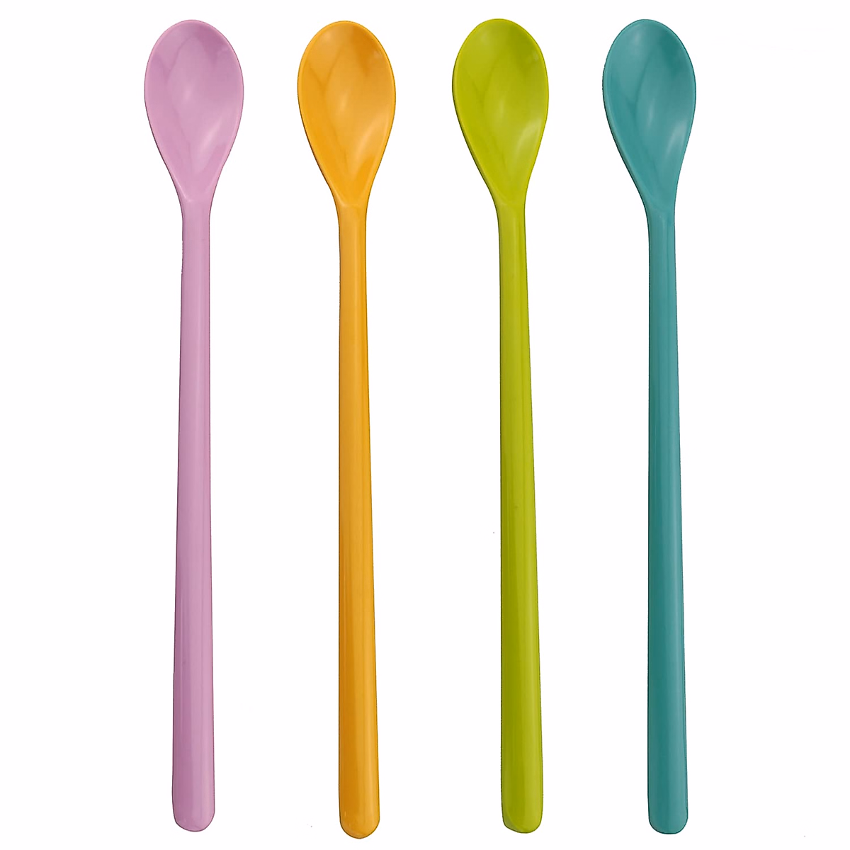 ZZLZX 4PCS 8.9 inches Long Handle Spoons Long Handle Mixing Spoon Coffee Spoons Tall Iced Tea, Ice Cream Sundae, Cocktail, Hot Chocolat Stirring Longdrink Spoons (Pink Yellow Blue Green)