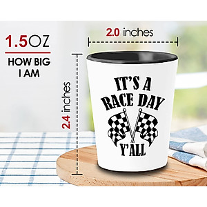 Bubble Hugs Racer Shot Glass 1.5oz - It's A Race Day Y'All - Car Racing Drag Race Dirt Track Racing Auto Enthusiast Dirtbike