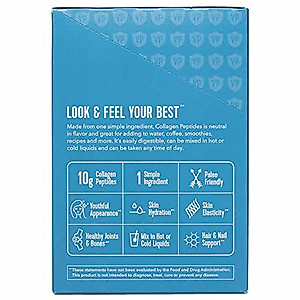 Vital Proteins Collagen Peptides Powder Supplement (Type I, III) Travel Packs, Hydrolyzed Collagen for Skin Hair Nail Joint - Dairy & Gluten Free - 10g per Serving - Unflavored 30 ct per Box