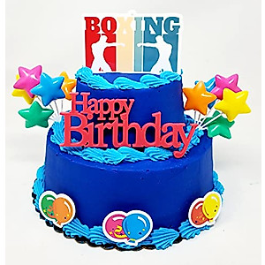 Boxing Themed 7 Piece Boxer Birthday Cake Topper Set
