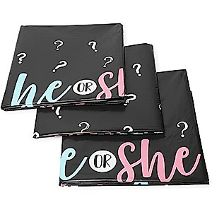 Sparkle and Bash Gender Reveal Party Plastic Tablecloth, He or She (54 x 108 in, 3 Pack)