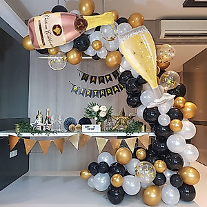 Champagne Wine Bottle Balloons, 4 Pcs Champagne Glass Foil Balloons, Large Wine Mylar Balloons for Engagement Bridal Shower Wedding Bachelorette Birthday Party Decoration