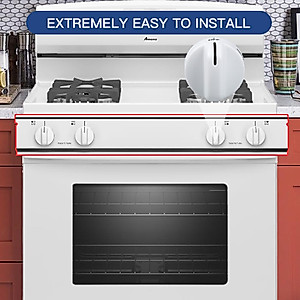 Range Burner Knob White 8273104, Gas Stove Knob Replacement Part Fit for Whirlpool & Sears - Replaces WP8273104 PS393679-4 Pack