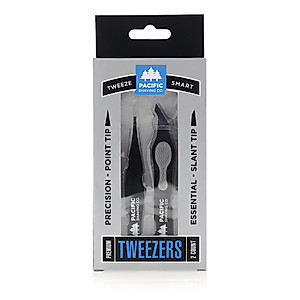 Pacific Shaving Company Premium Tweezers Set - A Shaving/Grooming Must-Have (1x Essential Slant Tip, 1x Precision Point Tip) 1 ea