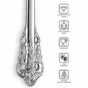 KEAWELL Luxurious 9 Inch Long Iced Tea Spoon Set - 4 Pieces - Gorgeous Design with Exceptional Mirror Polished Finish - 18/10 Stainless Steel- Perfect for Tall Glasses, Cocktails (Silver)