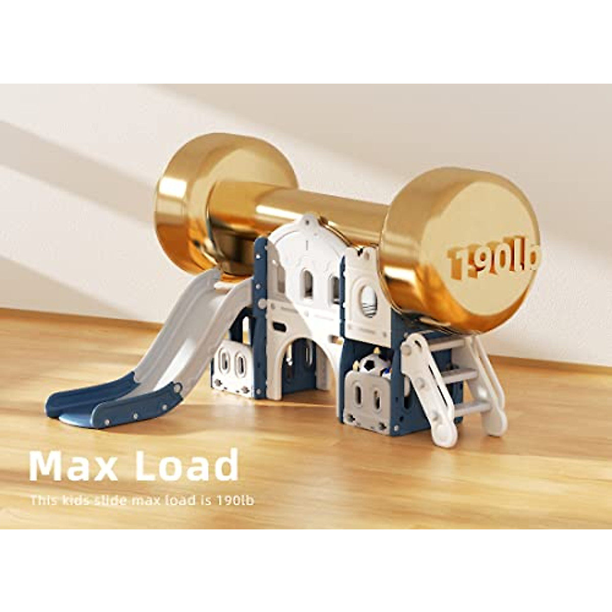 XJD 7 in 1 Toddler Slide Set, Kids Slide for Toddlers Age 1+, Toddler Climber Slide PlaySet with Basketball Hoop and Ball,Outdoor Indoor Playground for Toddlers 1-3 (Blue)