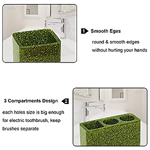 Green Bathroom Accessory Decor Set,5Pcs Premium Resin Bath Accesorios para Baños,Luxury Bling Bathroom Sink Essentials for New Apartment Restroom,Green Toothbrush Holder & Soap Dispenser Set,Giftable