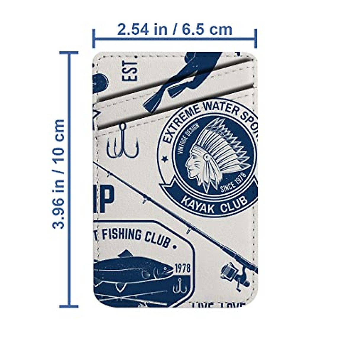 Diascia Pack of 2 - Cellphone Stick on Leather Cardholder ( Canoe Kayak Fishing Club Pattern Pattern ) ID Credit Card Pouch Wallet Pocket Sleeve