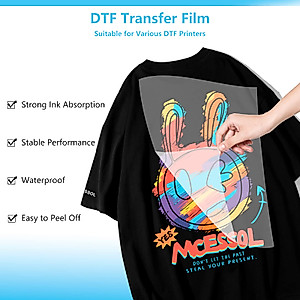 REFFU DTF Transfer Film, 50 Sheets A4(8.4" x 11.7") Double -Side Matte Clear Pretreat Film for Screen Printing, PET Heat Transfer Paper for Epson Inkjet DTF Printer Direct Print on T Shirts Textile