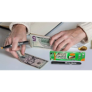 Money Marker (12 Counterfeit Pens) - Counterfeit Bill Detector Pen with Upgraded Chisel Tip - Detects Fake Counterfit Bills, Universal Currency Detectors Pack