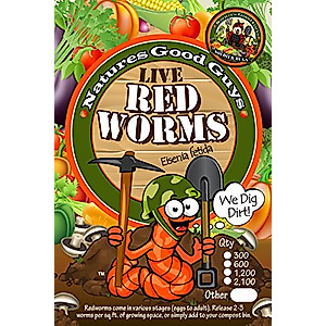 NaturesGoodGuys Live Redworms Composting Red Worms - 600 Red Wigglers