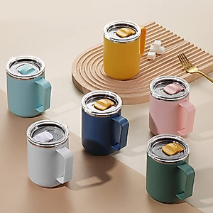 JUMOK 15.4OZ Coffee Mug with Handle, Stainless Steel Insulated Coffee Mug, Travel Mug with Lid, Smoothie Cup, Tea Mug