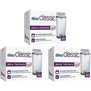 Diaper Dekor Classic Diaper Pail Liner Refills, 3 Pack