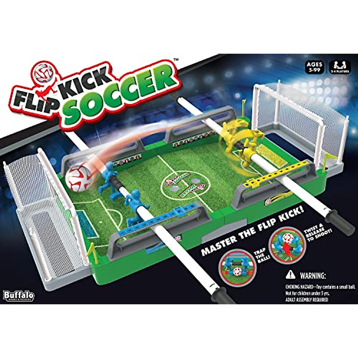 Buffalo Games - Flip Kick Soccer - Fast Paced Dexterity Game - Spinning Soccer Head to Head - Great for Family Game Night - Ages 5 and Up