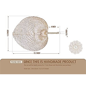 TAGREE Wedding Raffia Fans for Guest - Wedding Gift Idea for Couple & Fan Wall Decor & Boho Wall Decor (White with Straight Handle (Set of 12))