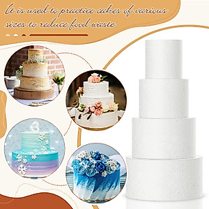 2 Pcs 4 Tier Round Foam Cake Dummies Fake Cake Dummy Set for Wedding Supplies Baby Shower Birthday Decorating Display, White (3/4/5/6 x 12 Inch)