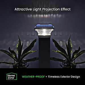 Home Zone Security 2 Pack Solar Post Cap Lights 12 Lumens Outdoor 4x4 fit Post Size 3.5x3.5, Recharging by Sunlight, Sensor Trigger Light at Night, No Wiring Require, Mount Anywhere for Decorative