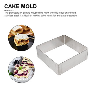 KESYOO Mousse Pan Cake Ring Square Mousse Ring 8- Inch Square Non- Stick Seamless Stainless Steel Cake Cake Baking Supplies Baking Rings Cake Rings Square