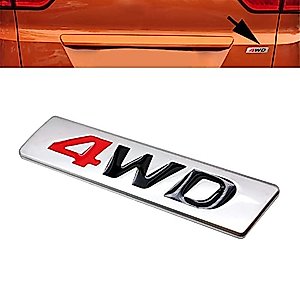 Nawpheki 4WD Emblem Badge Decals, Aluminum Alloy All Wheel Drive Car Side Fender Panel Sticker Replacement for Off Road SUV Auto Truck (Red/Black)