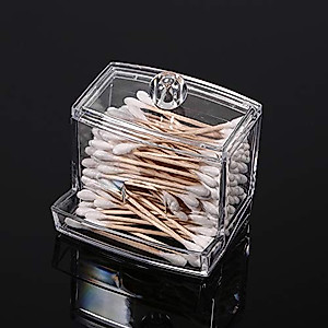 AYNEFY Cotton Swabs Storage, Cotton Swab Contain Box Portable Home Cosmetic Case Q-tip Storage Cotton Pad Swab Box Organizer for Bathroom and Bedroom 3.5inch x 3inch x 3.5inch
