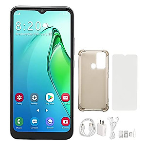 Yoidesu 5G Unlocked Android Smartphone, 6.5in IPS HD Screen 6GB RAM 128GB ROM Ultra Thin Mobile Phone, 5000mAh 12MP16MP HD Camera, Face ID Fingerprint Unlocked Cellphone for Android 12(Grey)