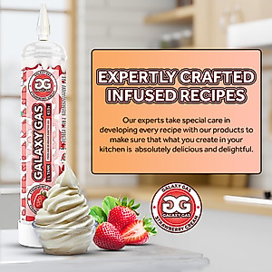 Galaxy Gas Strawberry Flavor Whipped Cream Dispenser Cartridge Tank, Nitrous Oxide 1L 615 Gram, Whipped Cream Tank, N2O Charger Tank, 1 Cylinders (GASun1070)