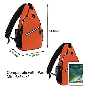 MOSISO Mini Sling Backpack,Small Hiking Daypack Travel Outdoor Casual Sports Bag, Orange