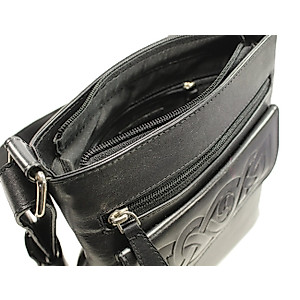 Biddy Murphy Irish Hand Bag Crossbody Black Leather Embossed Celtic Weave Made in Ireland