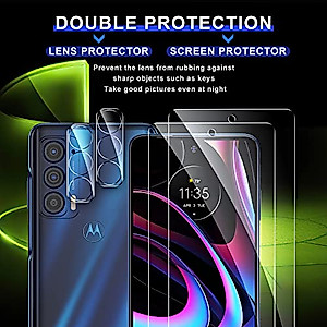 Ogrish [2+2 Pack] Tempered Glass Screen Protector for Motorola Moto Edge (2021)/Moto Edge 5G UW 2021 and 2 Pack Camera Lens Protector - Anti-fingerprint, Shatter Proof, HD Clear