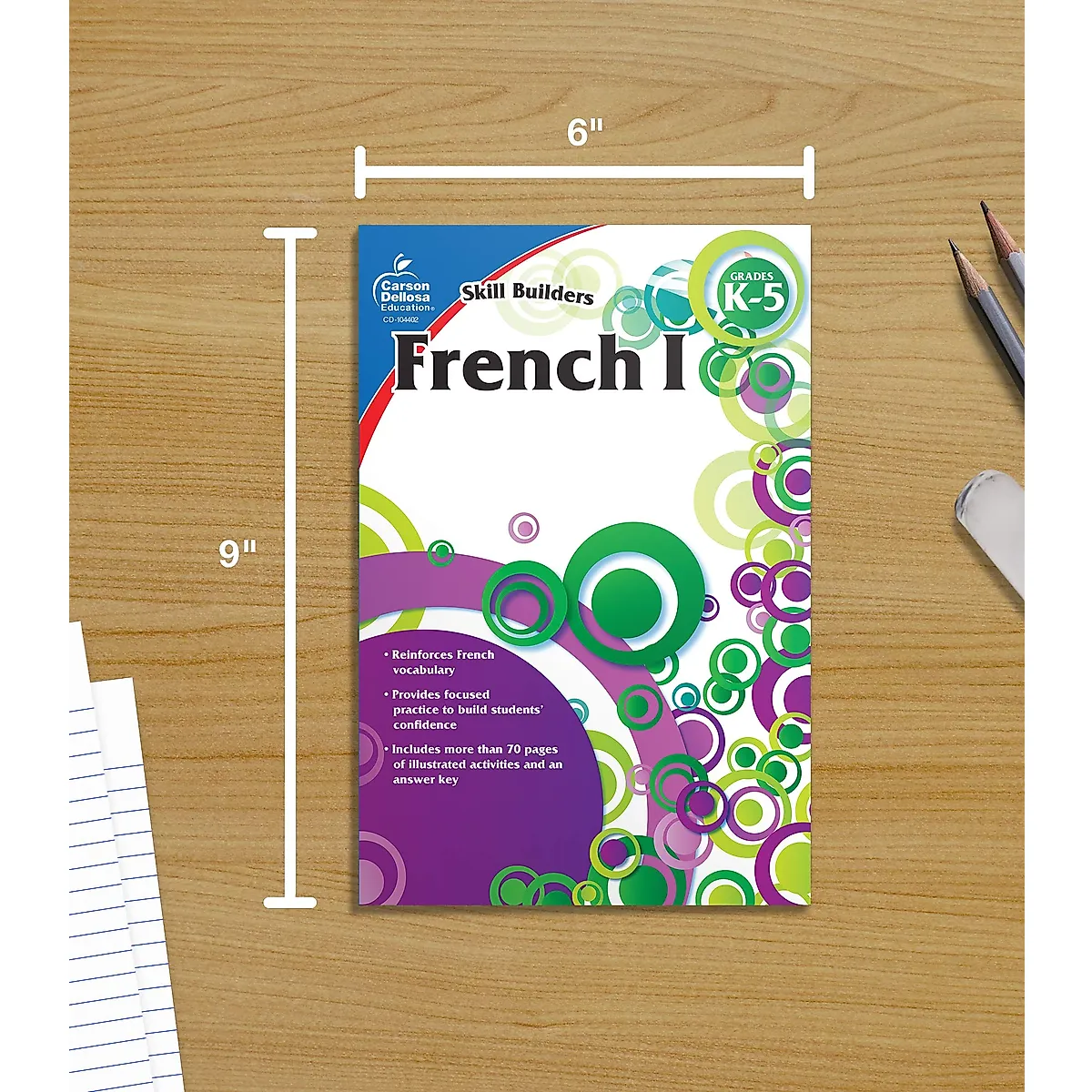 Carson Dellosa Skill Builders French I Workbook—Grades K-5 Vocabulary, Alphabet, Geography, Culture, With Word Searches and Activities for French Learning (80 pgs)