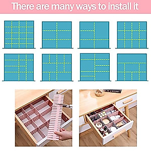 acDesign 40Pcs Grid Drawer Dividers, Adjustable Drawer Organizer for Socks, Underwear, Lingerie, Makeup, Bedroom Office Kitchen Storage (Pink)