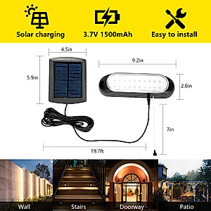 Eastcolor Solar Pendant Light Waterproof IP65 Outdoor Light Hanging Solar Lamp for Garden Patio Home Shed Camp Greenhouse Garage Hanging Porch Gazebo