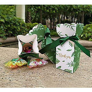 Lontenrea 50 Pcs Candy Boxes Wedding Birthday Party Favor Gift Box with 50pcs Black Green Ribbon Decoration