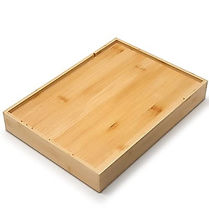 CALM COZY Kitchen Silverware Organizer, Bamboo Drawer Organizer with Adjustable Compartments Utensils Holder