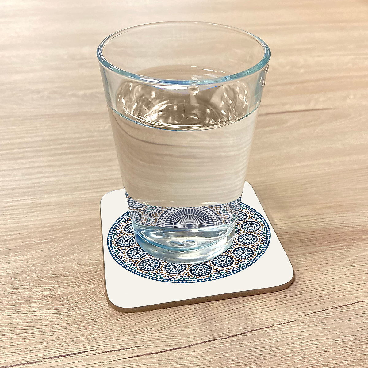 Lunarable Flower Coaster Set of 4, Spring Wild Flower Poppy Ladybug Leaf Springtime Garden Nature Backyard Print, Square Hardboard Gloss Coasters, Standard Size, Green Orange