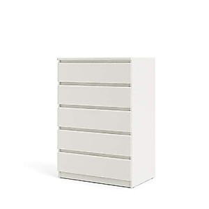 Tvilum 5 Drawer Chest, White Wood Grain
