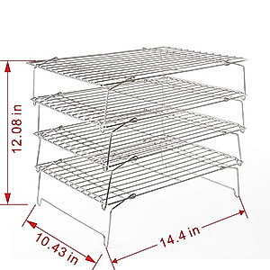 Flagship Cooling Baking Rack Set of 4, 100% 304 Stainless Steel Wire Baking Rack, Stackable Cooling Cooling Roasting Cooking - 14.4''x10.43''